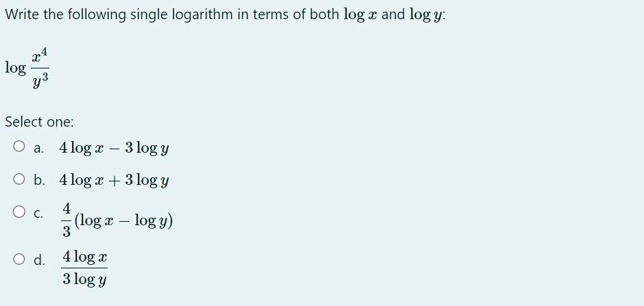 Solved Write the following single logarithm in terms of both | Chegg.com