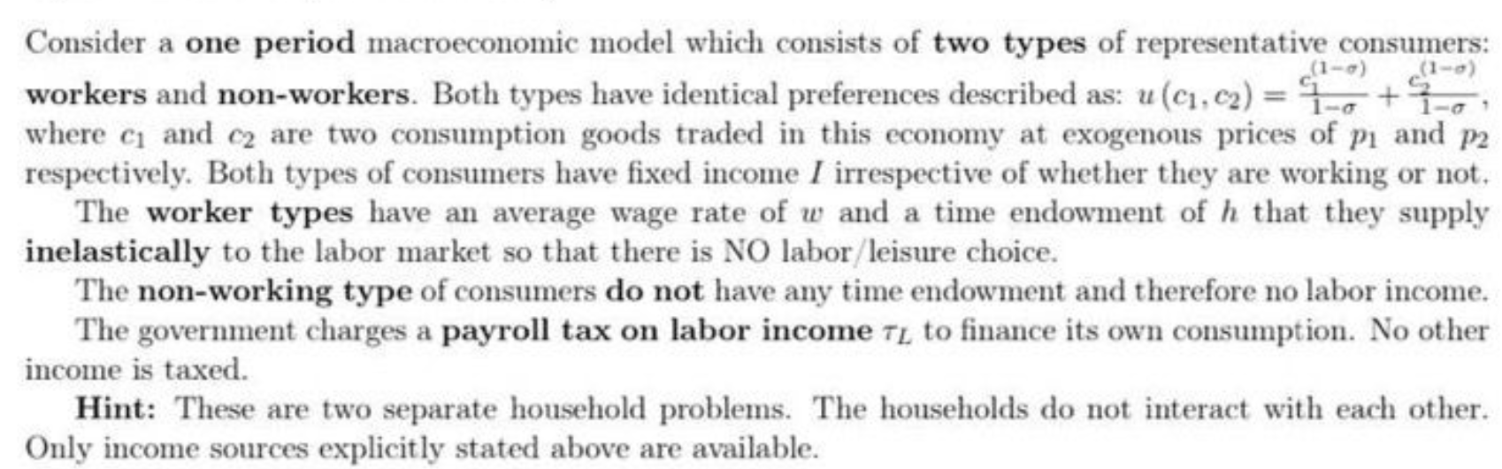 (1-0) Consider a one period macroeconomic model which | Chegg.com