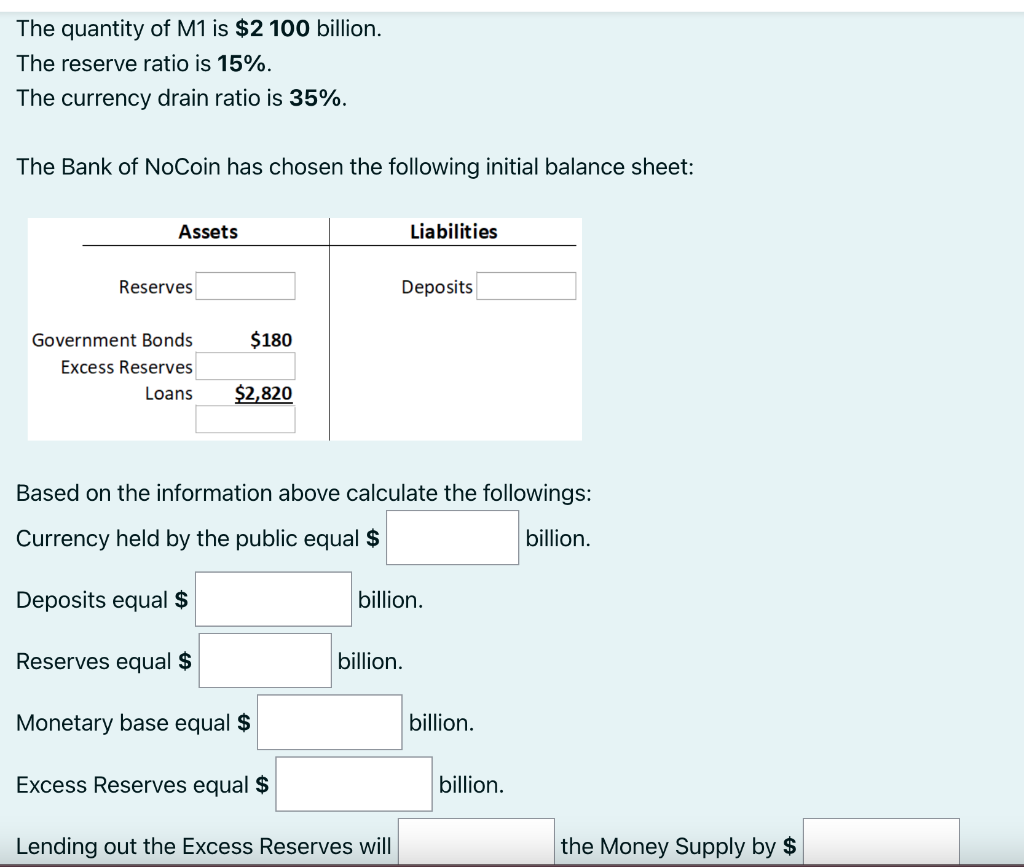 The quantity of M1 is $2100 billion. The reserve | Chegg.com