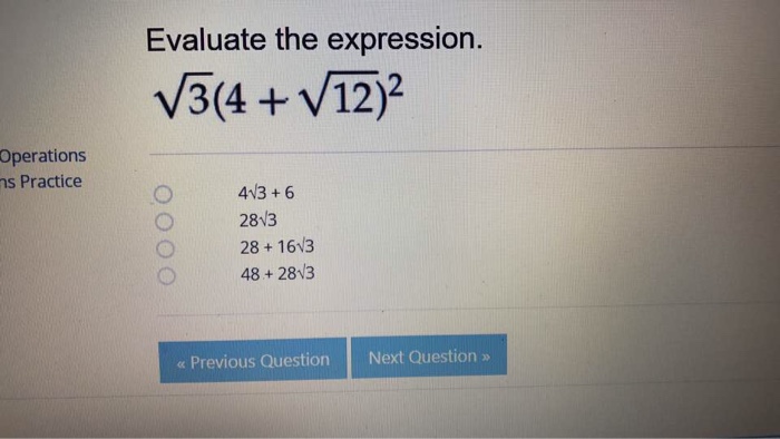 Solved Evaluate the expression. Squareroot 3 (4 + | Chegg.com Solved Evaluate the expression. Squareroot 3 (4 + | Chegg.com
