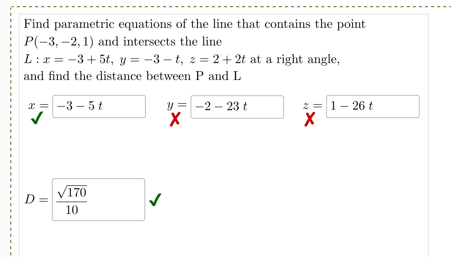 Solved Find parametric equations of the line that contains | Chegg.com