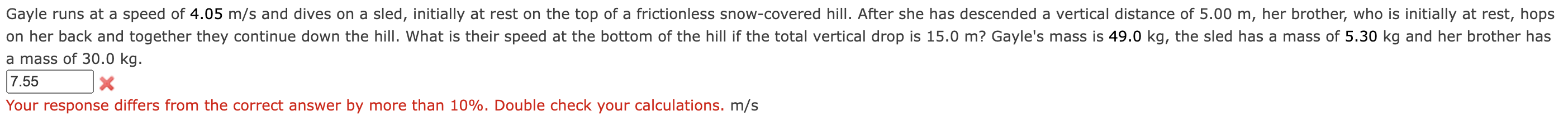 Solved a mass of 30.0 kg. औ Your response differs from the | Chegg.com