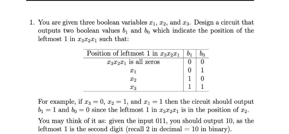 Solved 1. You are given three boolean variables x1, x2, and | Chegg.com