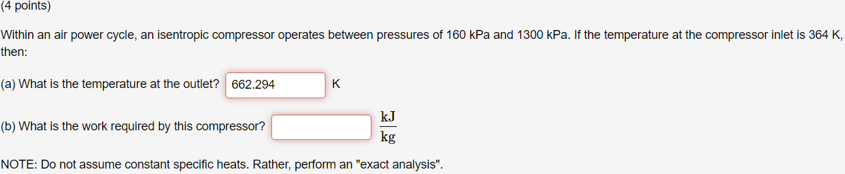 Solved (4 points) Within an air power cycle, an isentropic | Chegg.com