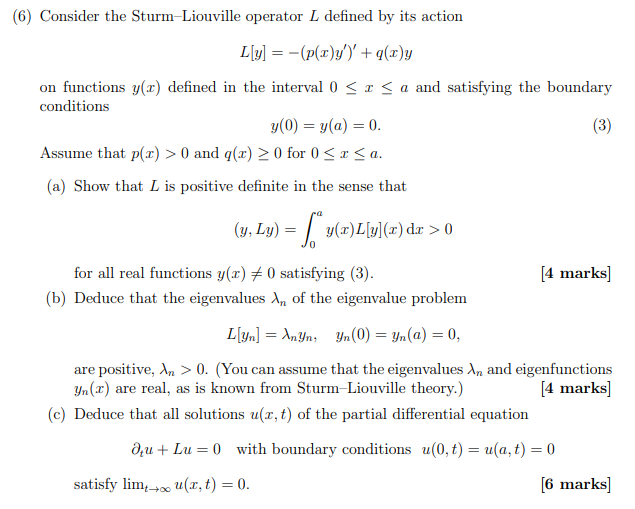 (6) Consider the Sturm-Liouville operator L defined | Chegg.com