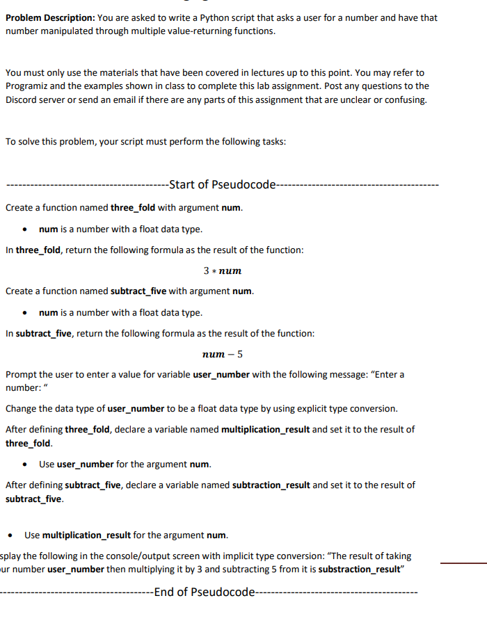 Solved Problem Description: You are asked to write a Python | Chegg.com