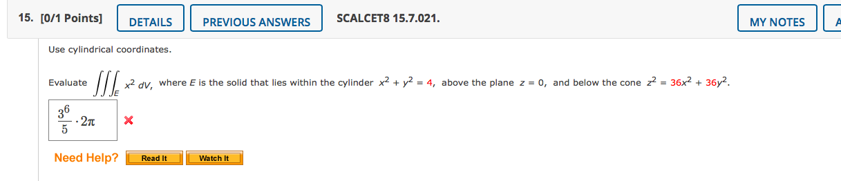 Solved 15. [0/1 Points] DETAILS PREVIOUS ANSWERS SCALCET8 | Chegg.com