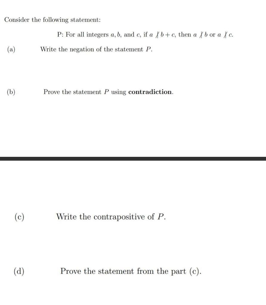 Solved Consider the following statement: P: For all integers | Chegg.com