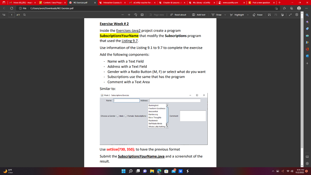 Solved Exercise Week # 2 Inside the Exercises-Java2 project | Chegg.com