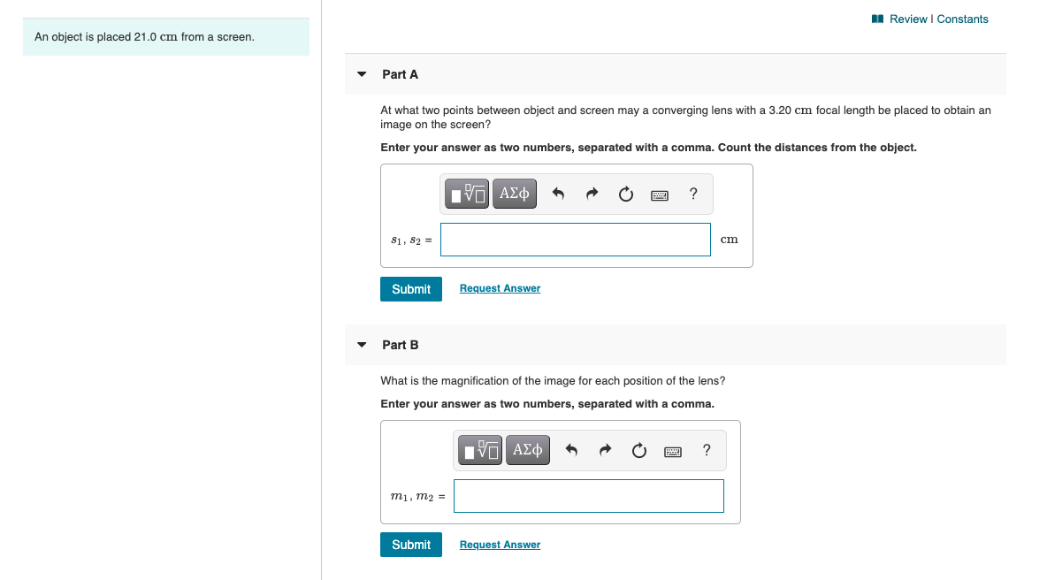 Solved Review Constants An object is placed 21.0 cm from a | Chegg.com