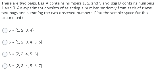 Solved There are two bags. Bag A contains numbers 1, 2, and | Chegg.com