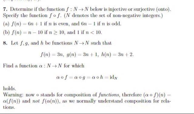 Solved 7. Determine if the function f:N→N below is injective | Chegg.com