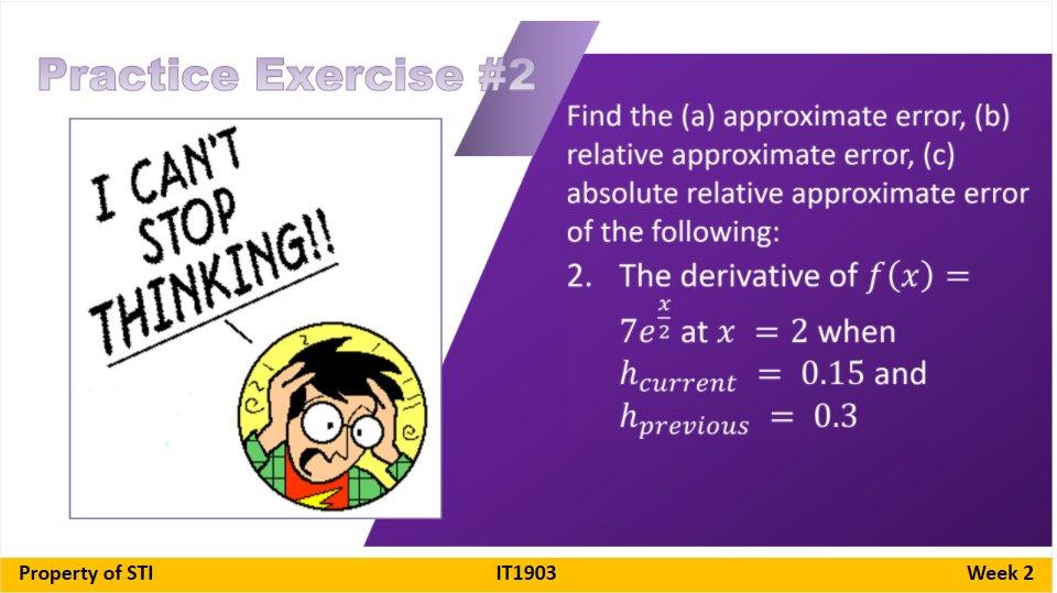 Solved Practice Exercise #2 Find the (a) approximate error, | Chegg.com