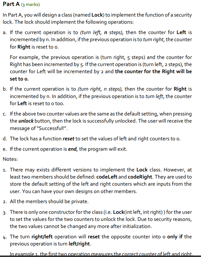 Solved Part A (3 marks) In Part A, you will design a class | Chegg.com
