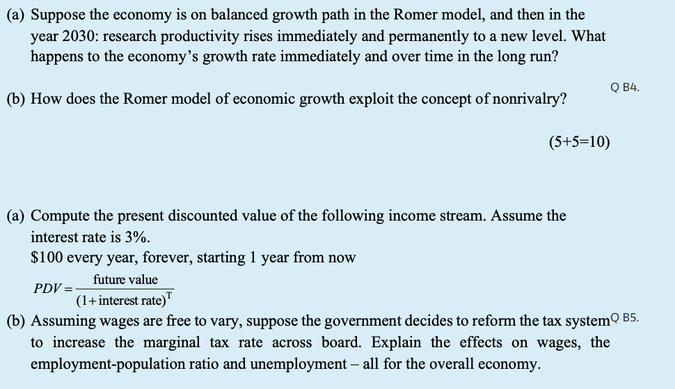 (a) Suppose the economy is on balanced growth path in | Chegg.com