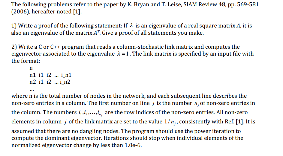 Solved The following problems refer to the paper by K. Bryan | Chegg.com