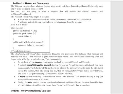 Solved Problem 1 - Threads and Concurrency The following | Chegg.com