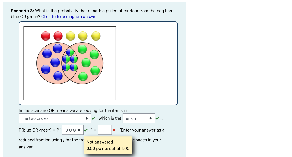 Solved Scenario 3: What is the probability that a marble | Chegg.com