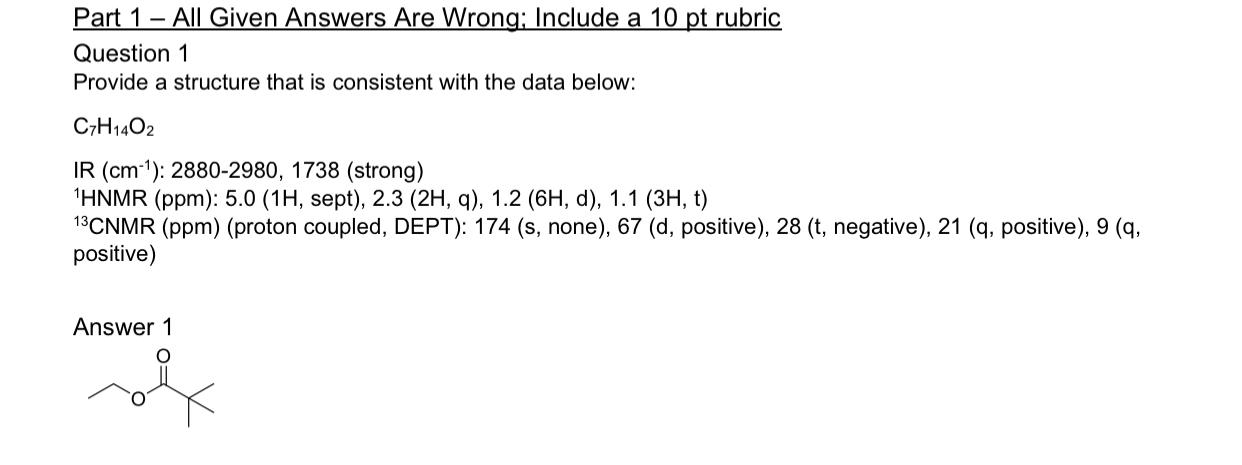 Solved Part 1 - All Given Answers Are Wrong; Include a 10 pt | Chegg.com