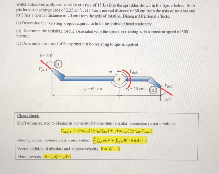 Solved Water enters vertically and steadily at a rate of 15 | Chegg.com