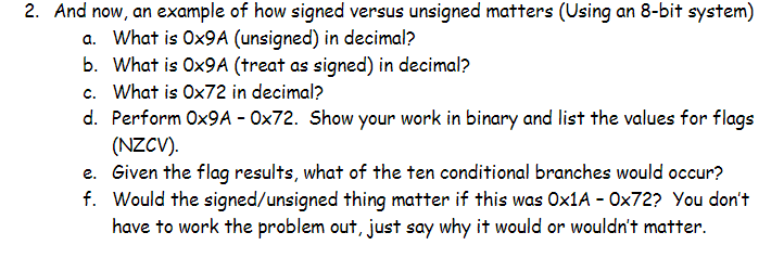 Solved 2 And Now An Example Of How Signed Versus Unsigned