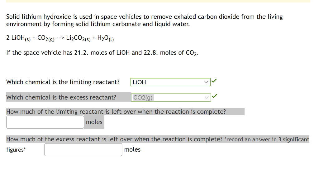 Solved Solid lithium hydroxide is used in space vehicles to | Chegg.com