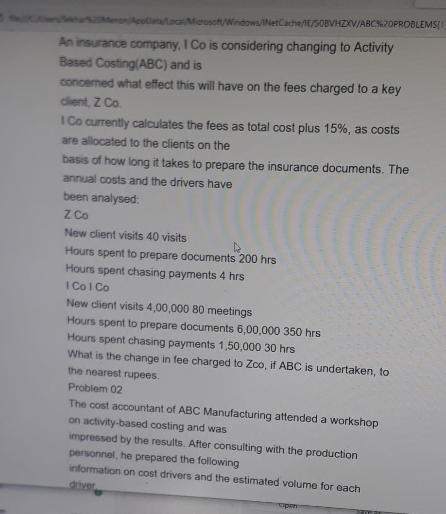 Solved An insurance company, I Co is considering changing to | Chegg.com