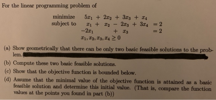 Solved For the linear programming problem of minimize 51 22 | Chegg.com