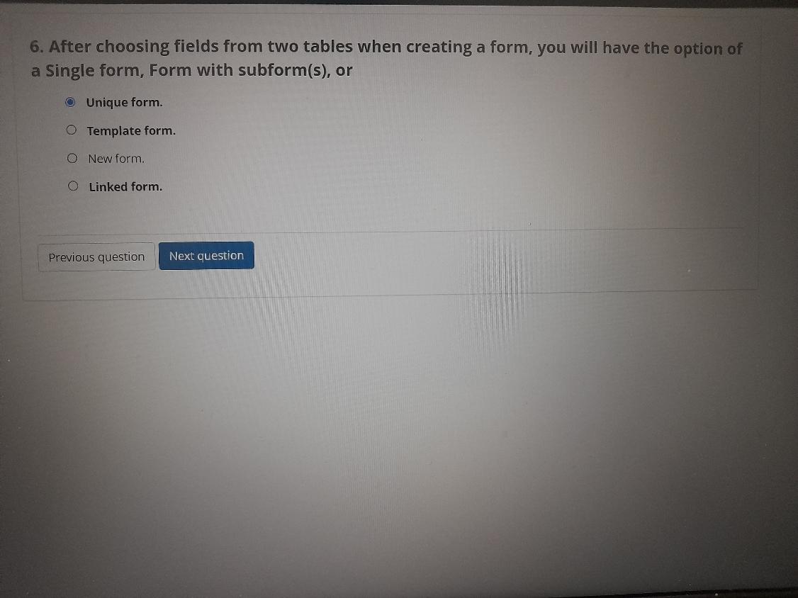 Solved 6. After choosing fields from two tables when | Chegg.com