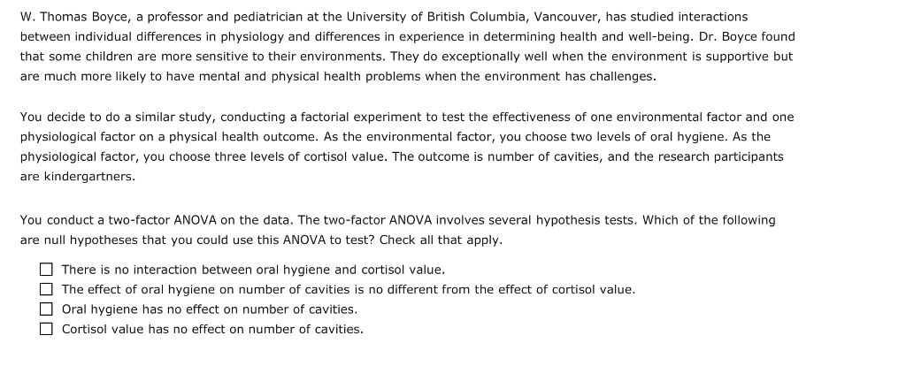 Solved W. Thomas Boyce, a professor and pediatrician at the | Chegg.com