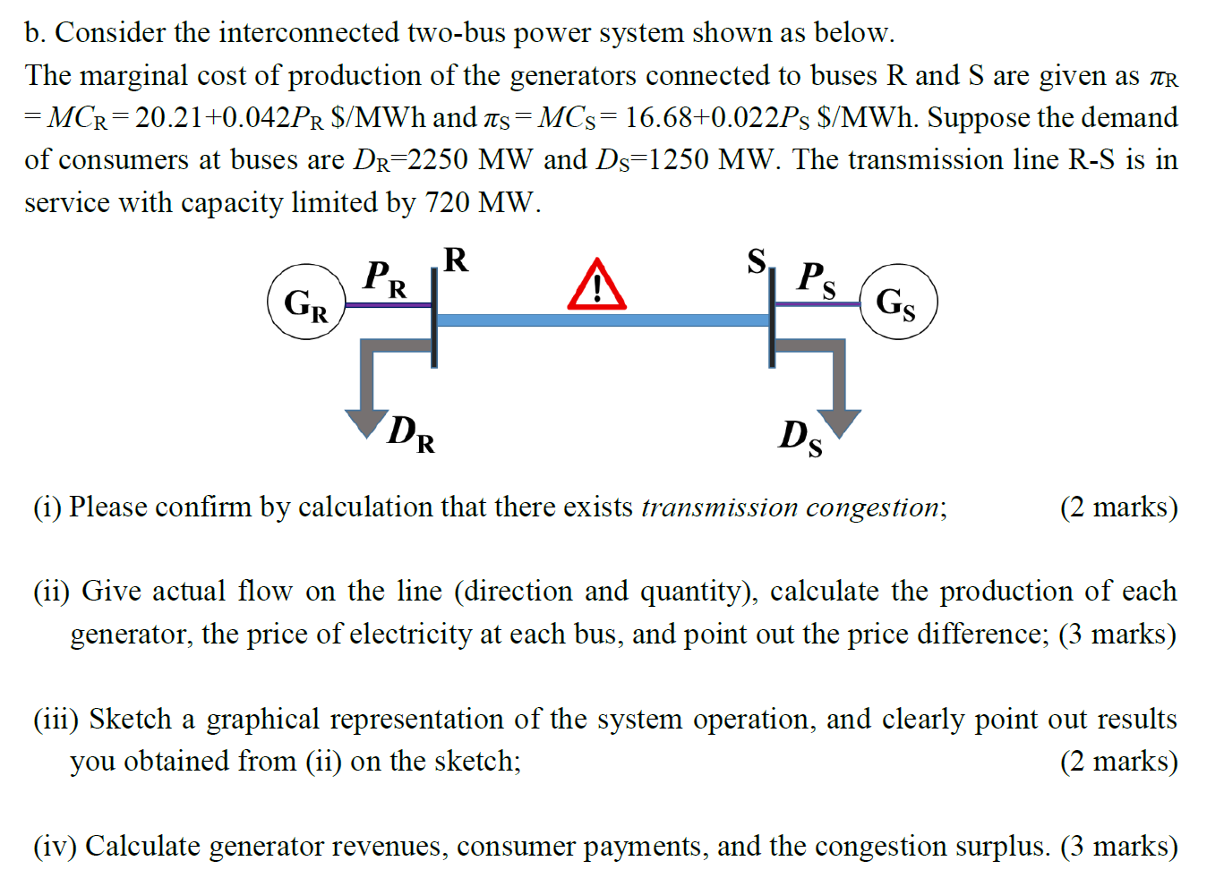 Solved b. Consider the interconnected two-bus power system | Chegg.com