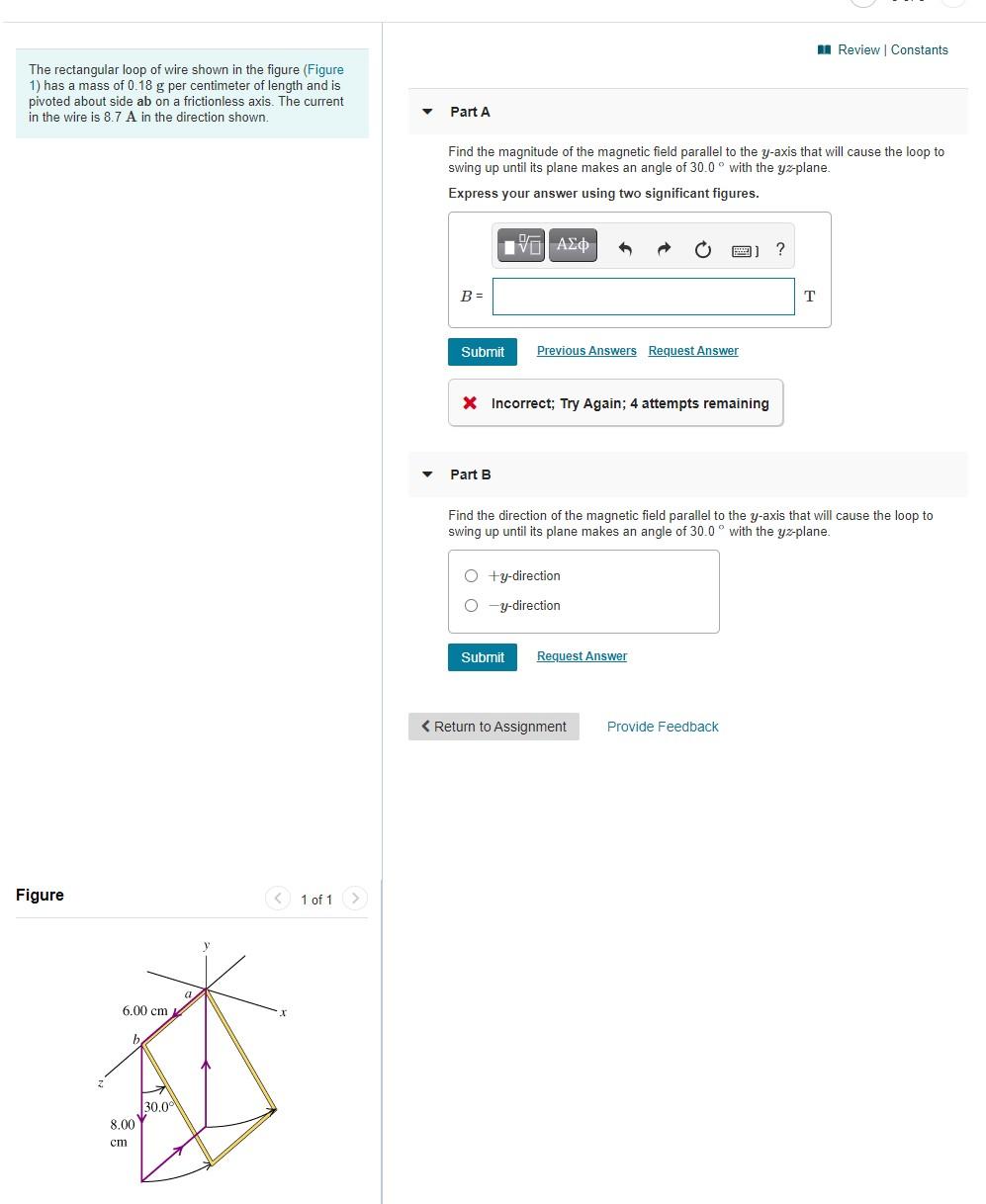 Solved A Review Constants The rectangular loop of wire shown | Chegg.com