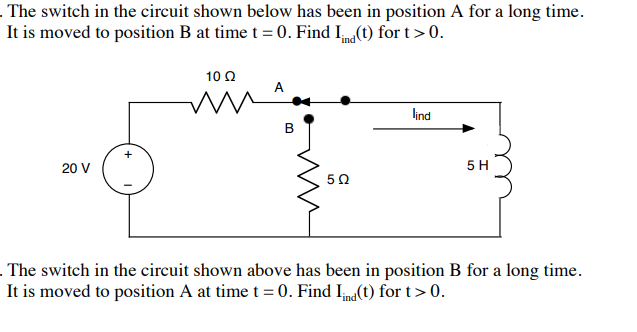 Solved The switch in the circuit shown below has been in | Chegg.com