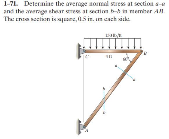 Solved 1-71. Determine the average normal stress at section | Chegg.com