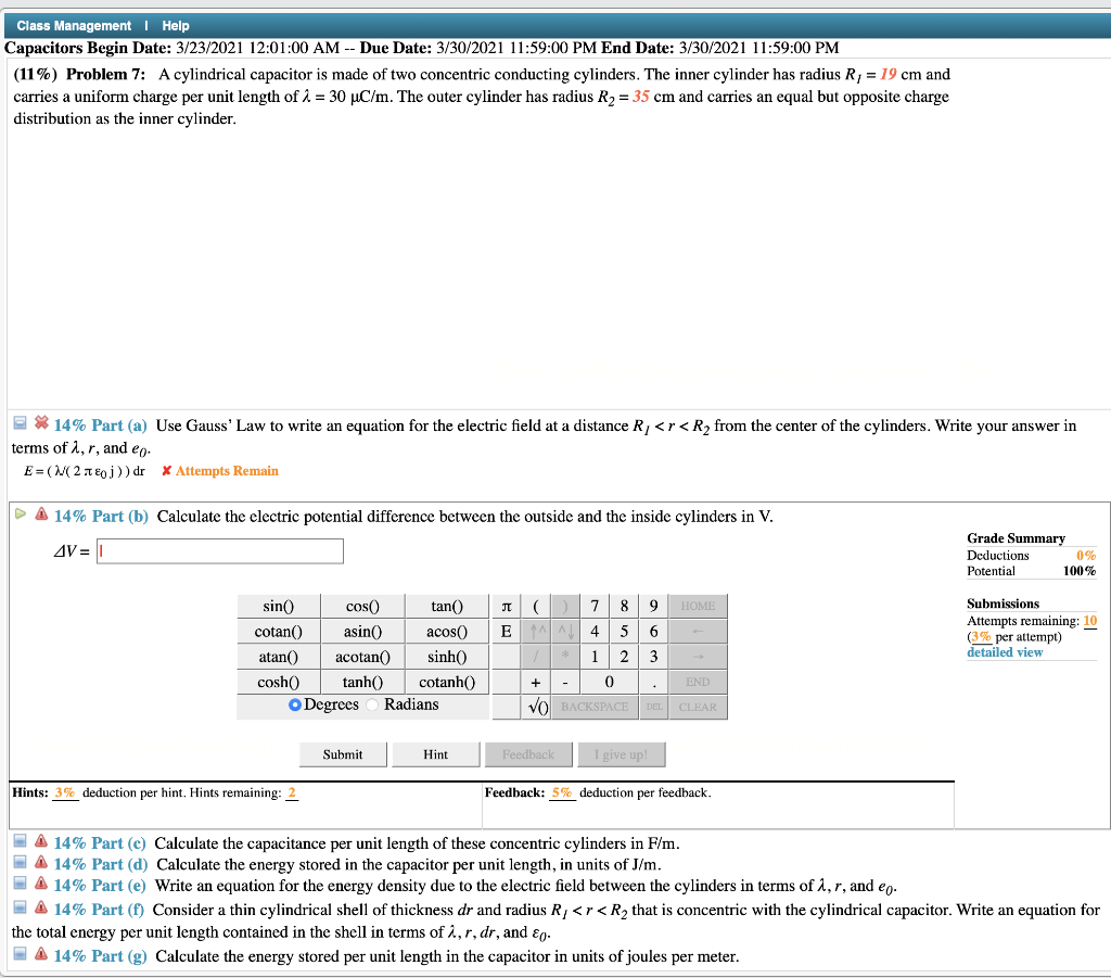 Solved Class Management | Help Capacitors Begin Date: | Chegg.com