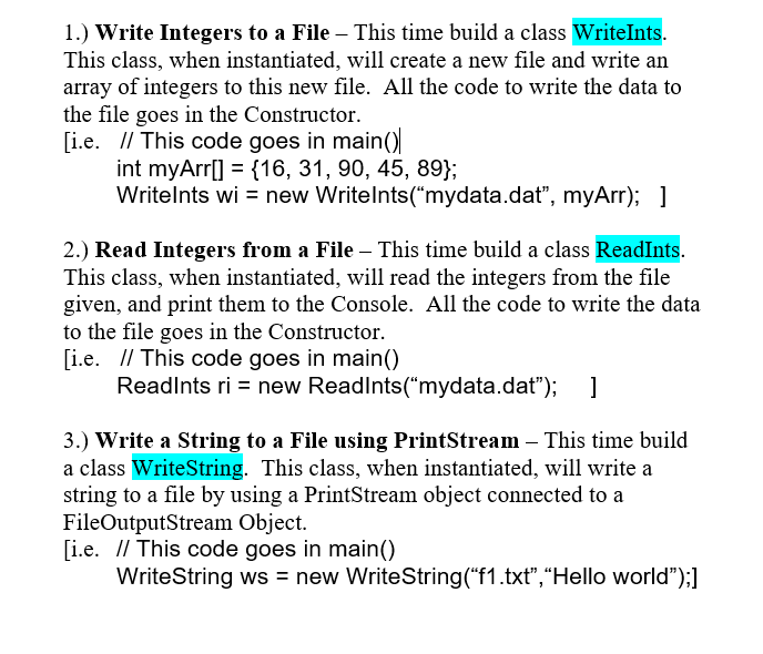 Solved 1.) ﻿Write Integers to a File - ﻿This time build a | Chegg.com