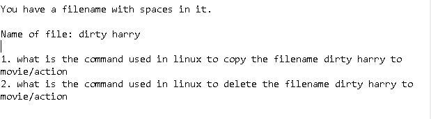 Solved You have a filename with spaces in it. Name of file: | Chegg.com