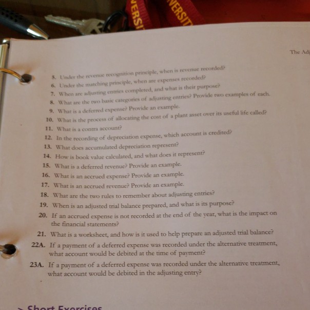 Solved The Adi S. Under the revenue recognition principle, | Chegg.com