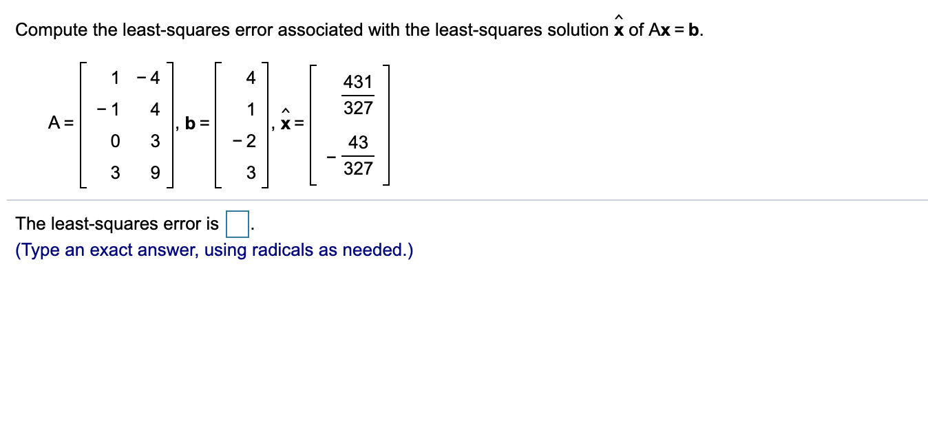 Solved Compute the least-squares error associated with the | Chegg.com