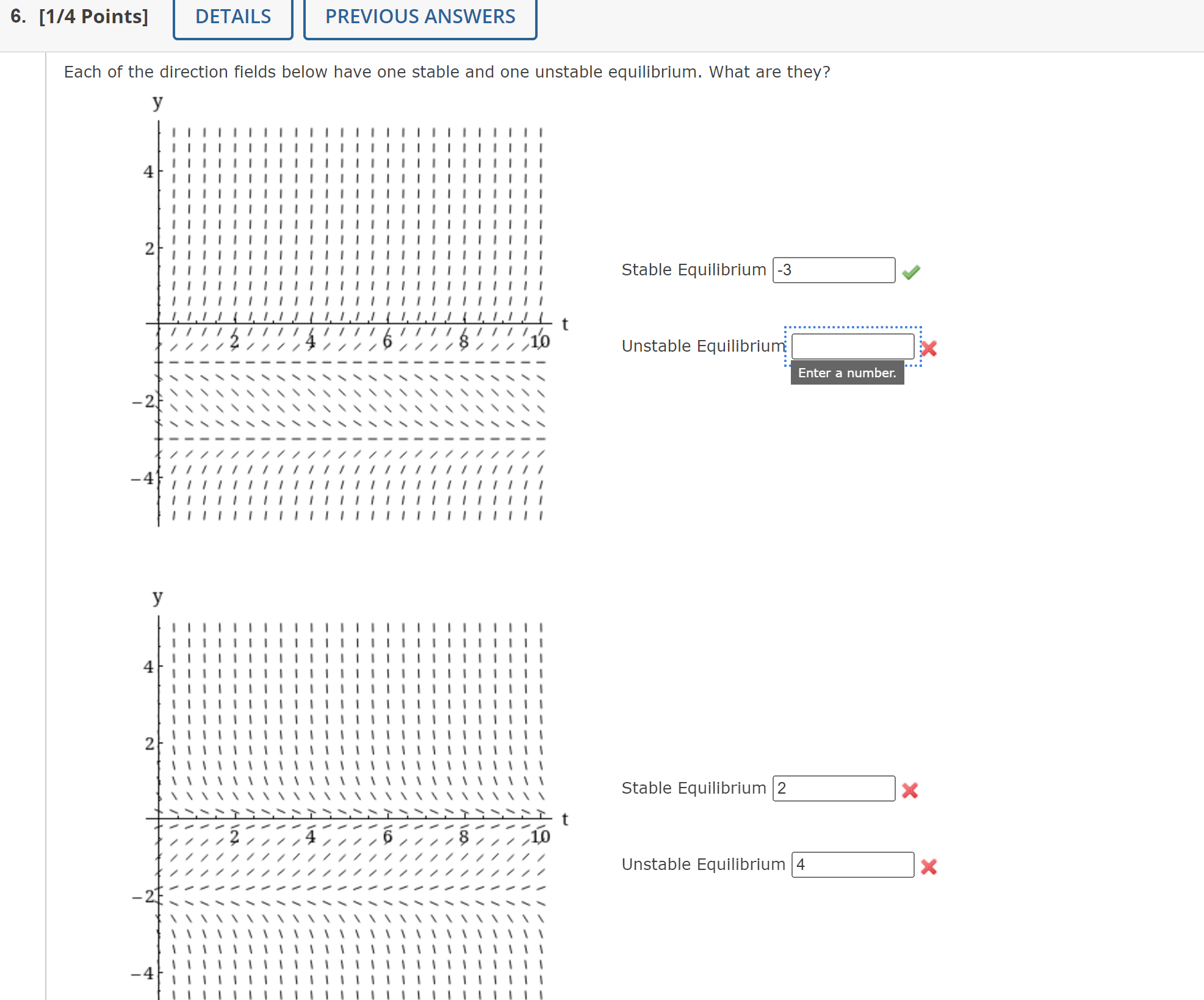 Solved Each of the direction fields below have one stable | Chegg.com