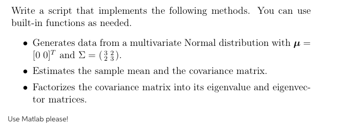 Solved Write a script that implements the following methods. | Chegg.com