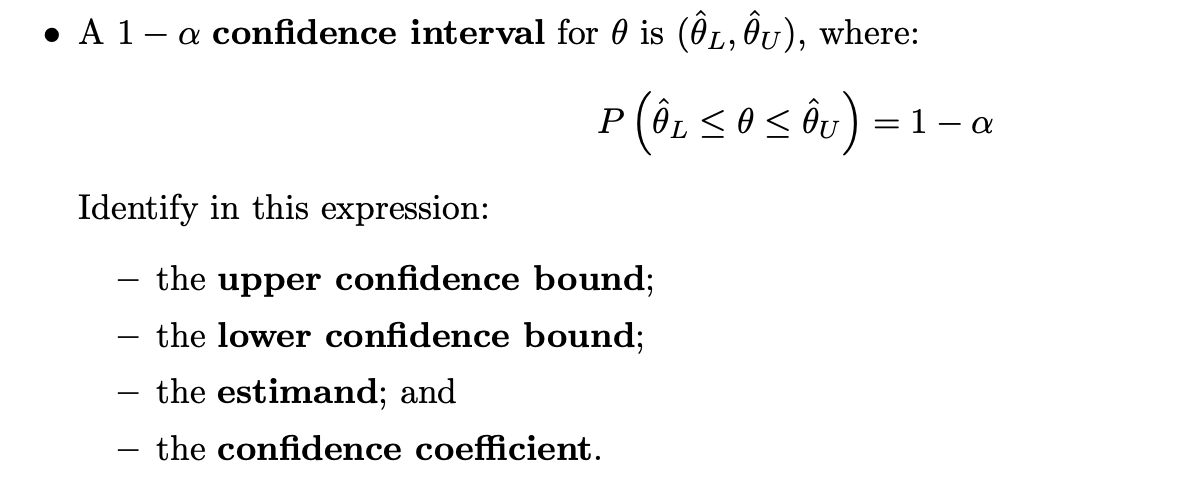 Solved • A 1 - a confidence interval for 0 is (@L, ônu), | Chegg.com