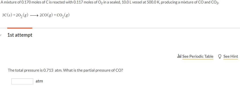 Solved A mixture of 0.170 moles of C is reacted with 0.117 | Chegg.com