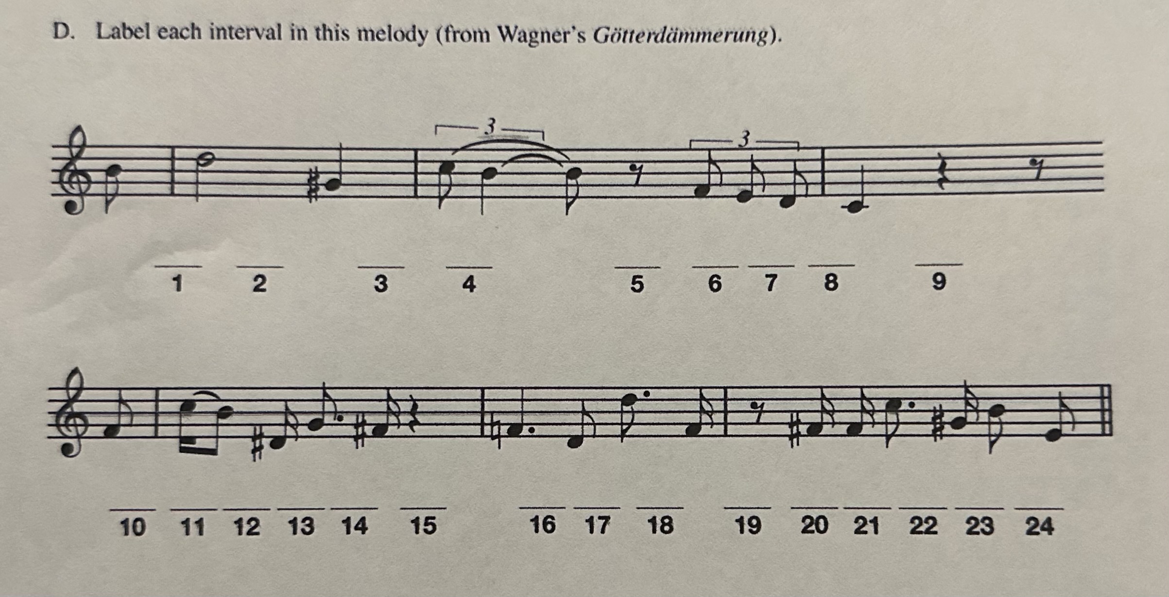 Solved D. Label each interval in this melody (from Wagner's | Chegg.com