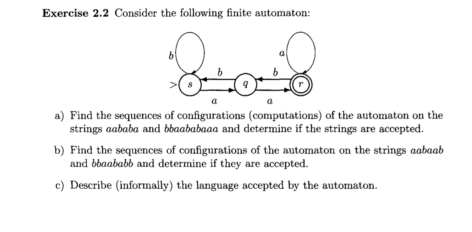 Solved Exercise 2.2 Consider the following finite automaton: | Chegg.com