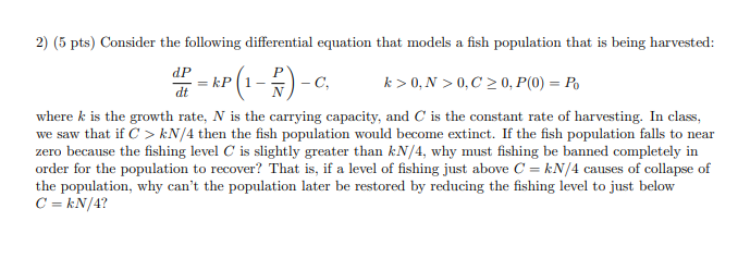Solved P *(1-) -c, 2) (5 pts) Consider the following | Chegg.com