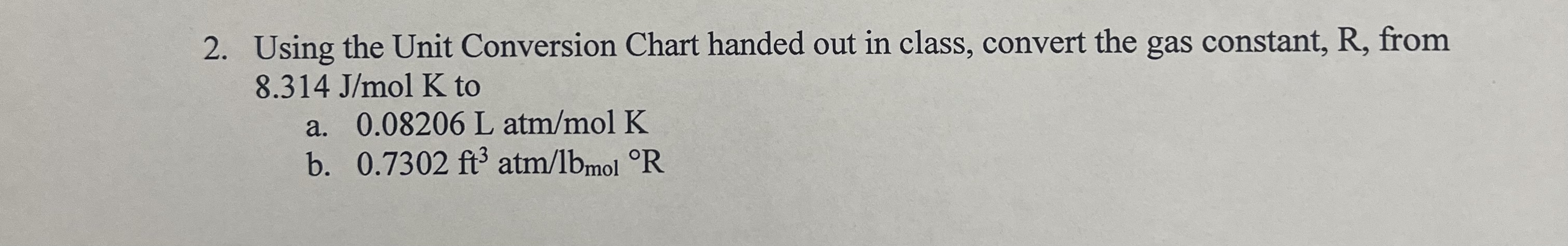 Solved Using the Unit Conversion Chart handed out in class, | Chegg.com