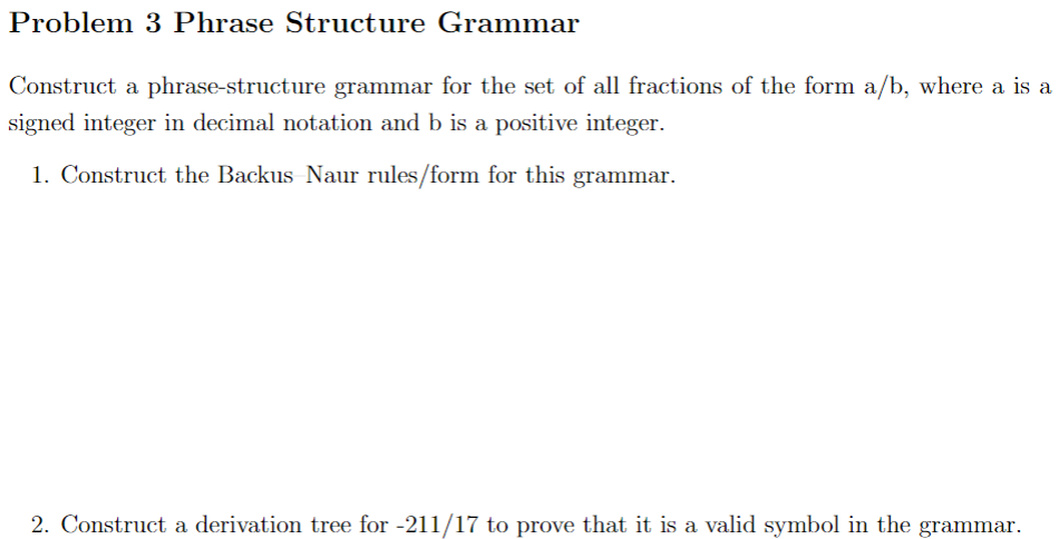 Solved Problem 3 Phrase Structure Grammar Construct A 