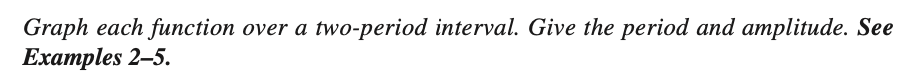 Solved Graph each function over a two-period interval. Give | Chegg.com