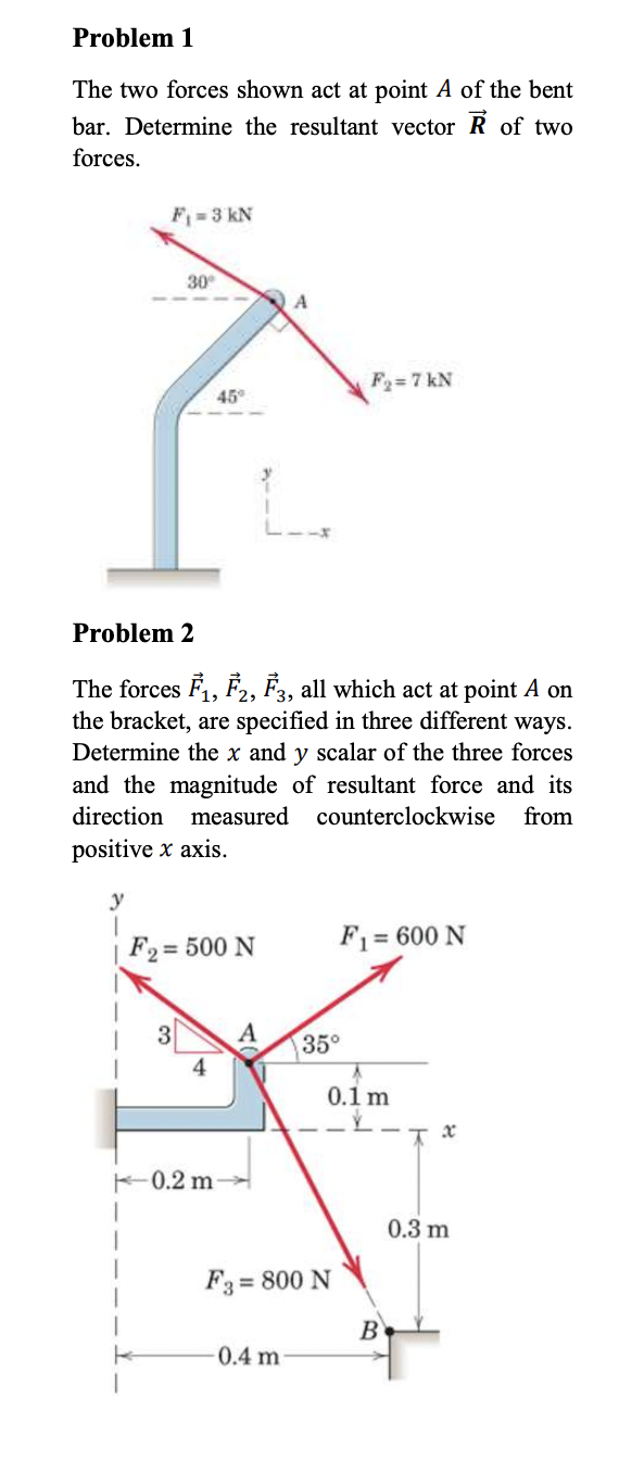 Solved Problem 1the Two Forces Shown Act At Point A ﻿of The